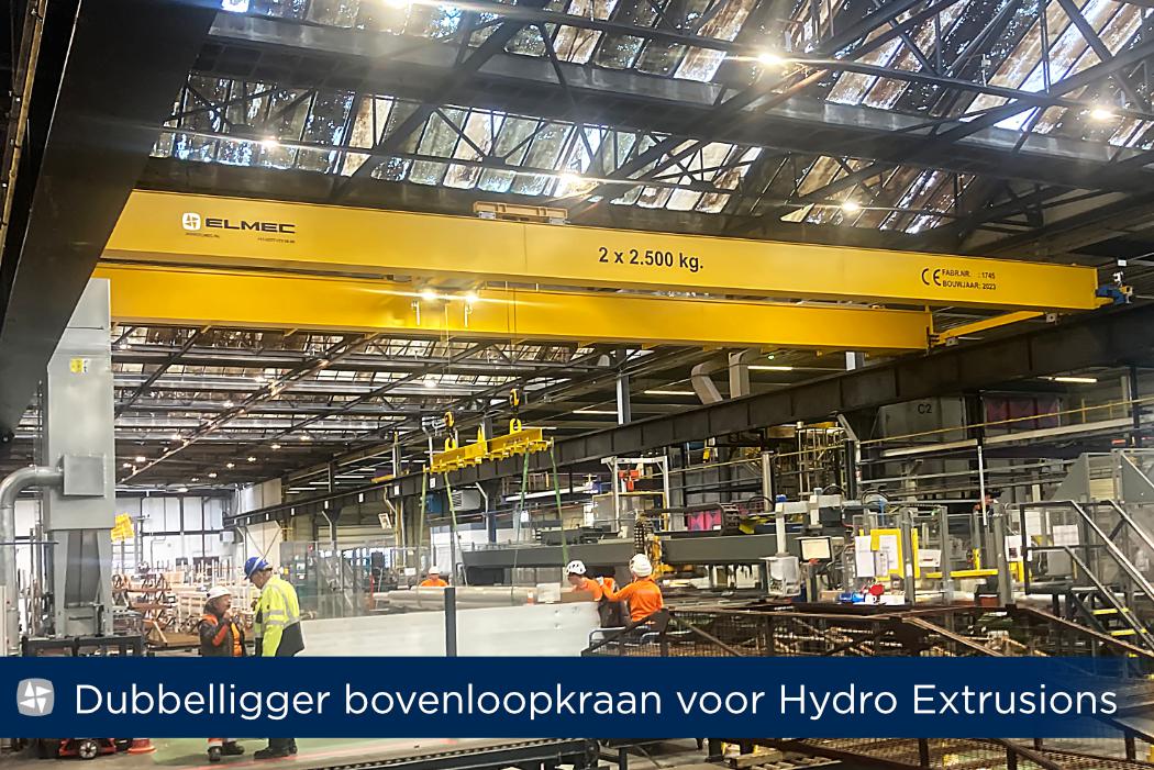 Dubbelligger bovenloopkraan voor langgoed, gemonteerd bij Hydro ...